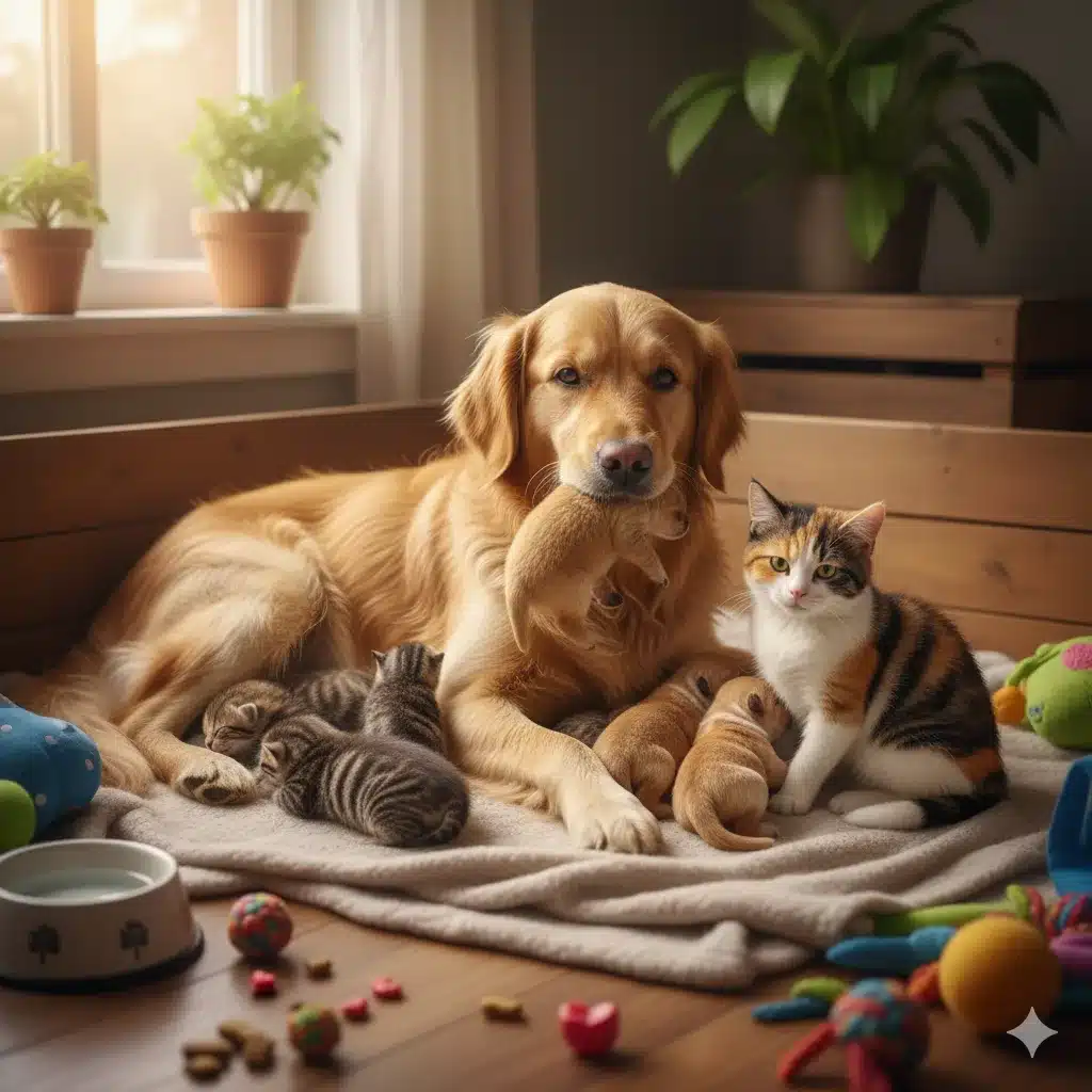 Amor Maternal Animal: Cadelas e Gatas Compartilham a Cria - Agromundo.NET